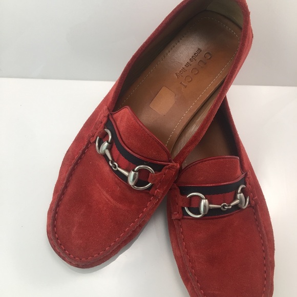 Gucci | Shoes | Gucci Red Suede Loafers Size | Poshmark